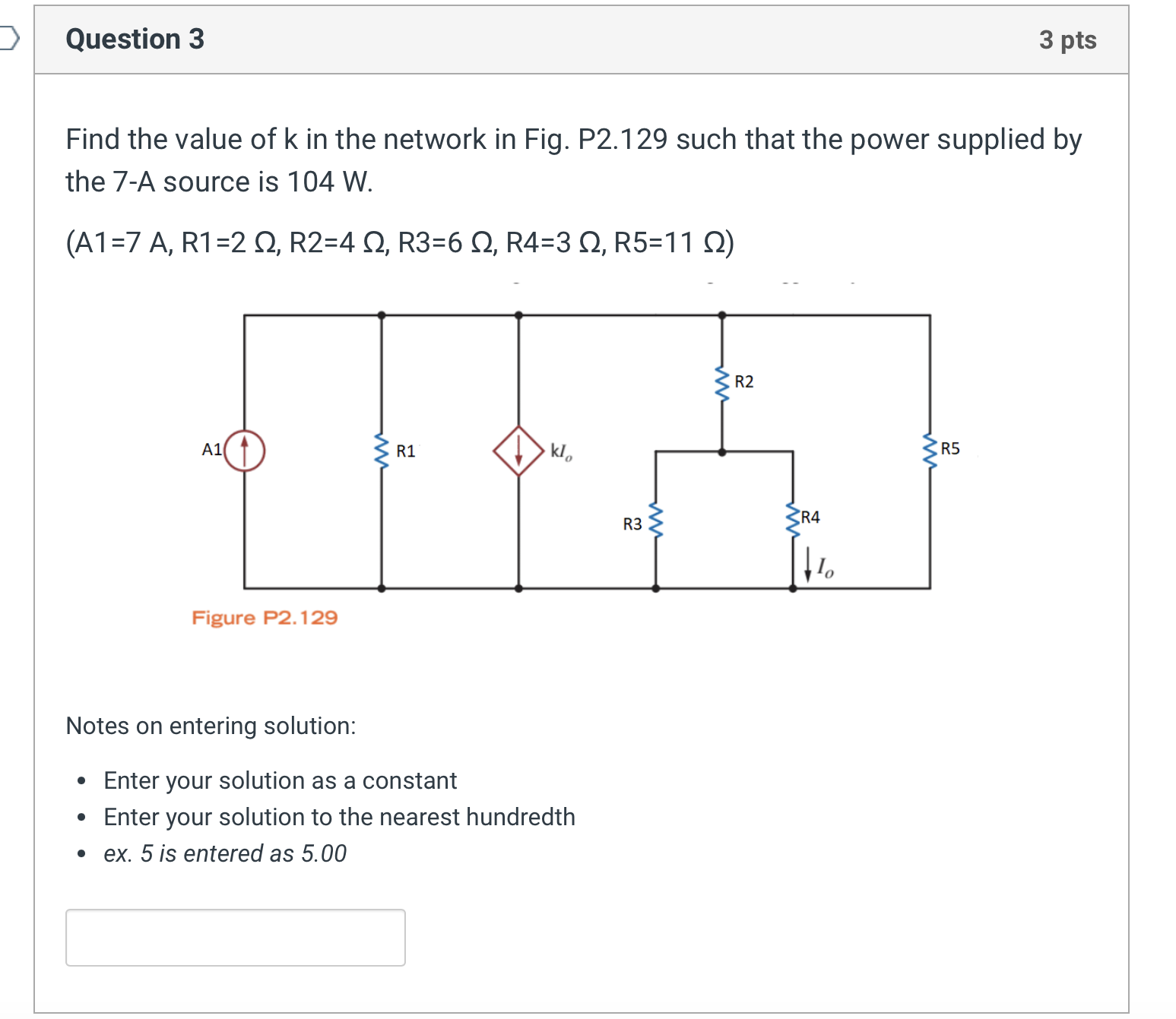 Solved Find the value of k in the network in Fig. P2.129 | Chegg.com