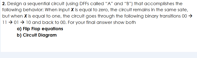 Solved 2. Design a sequential circuit (using DFFs called "A" | Chegg.com