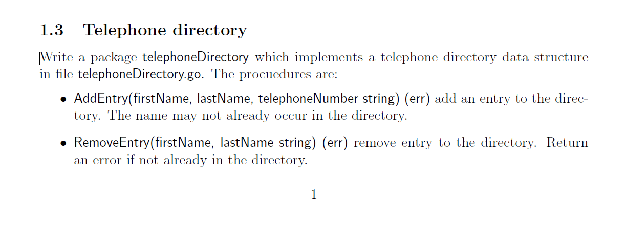 Solved 1.3 Telephone directory Write a package telephone | Chegg.com