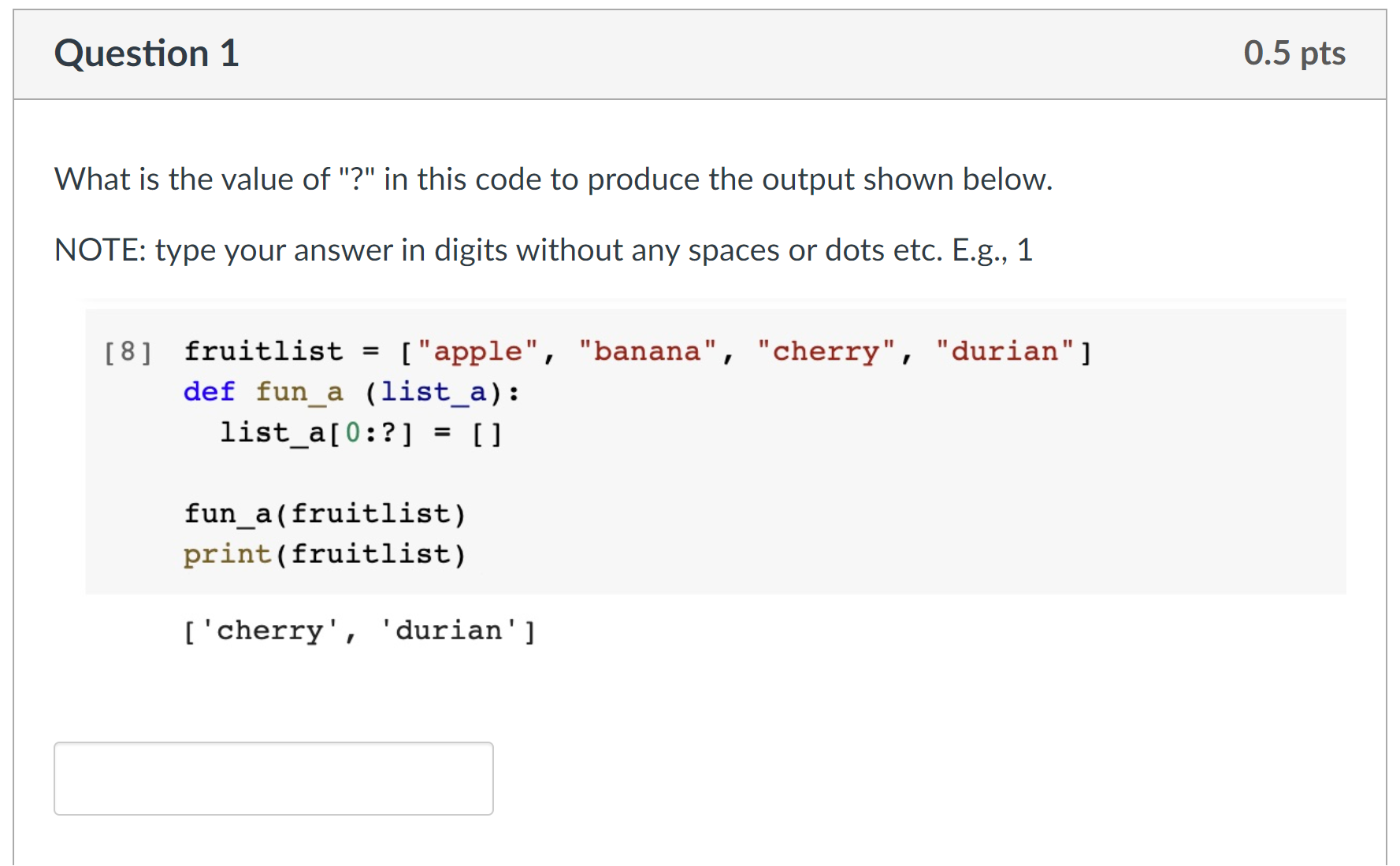 Solved Question 1What is the value of "?" ﻿in this code to | Chegg.com