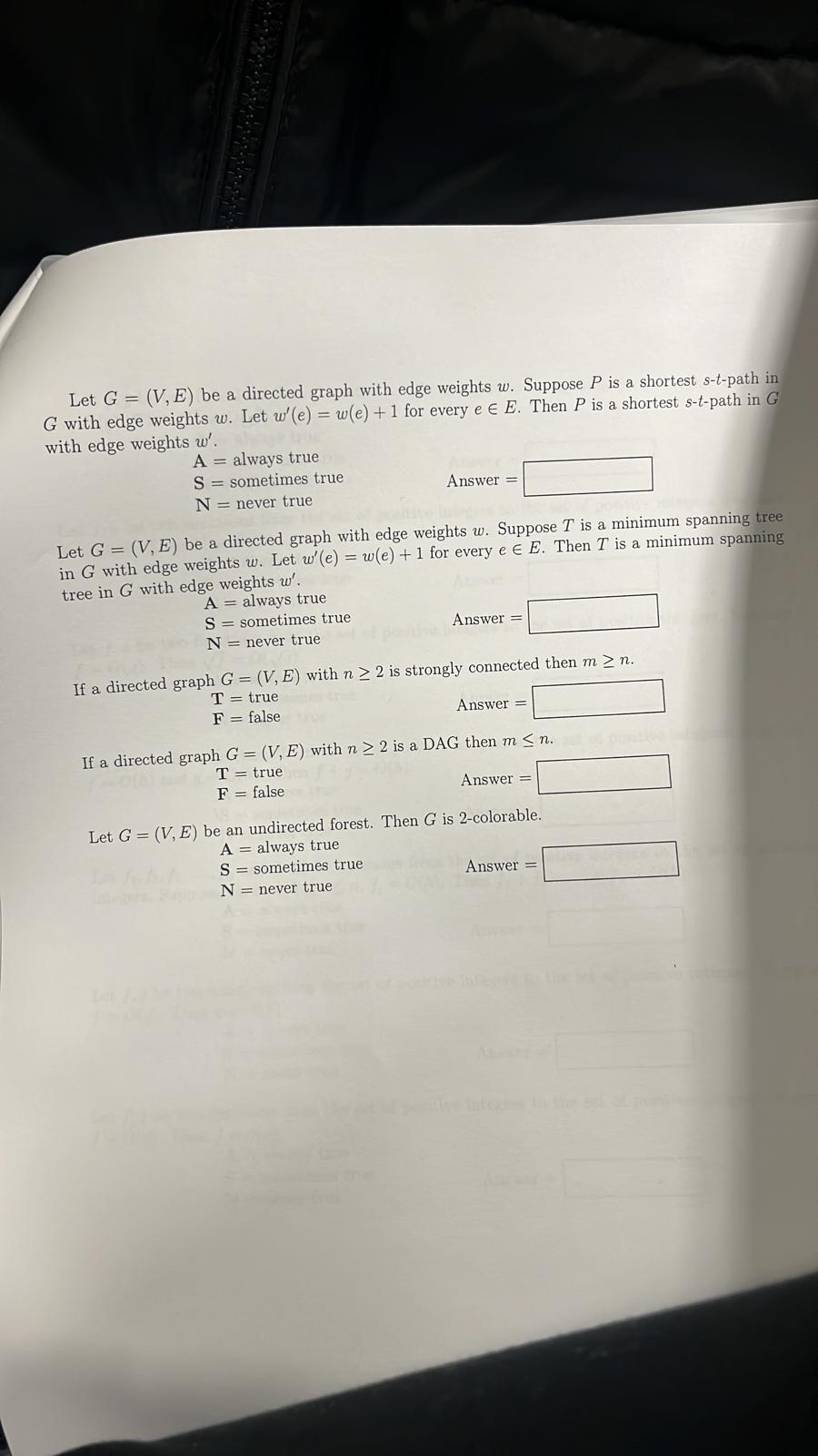 Solved Let G=(V,E) be a directed graph with edge weights w. | Chegg.com