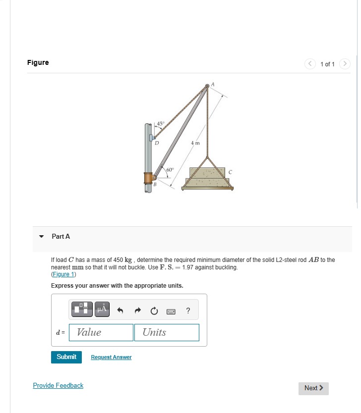 Solved Figure Part A If load \( ﻿C \) ﻿has a mass of 450 ﻿kg | Chegg.com