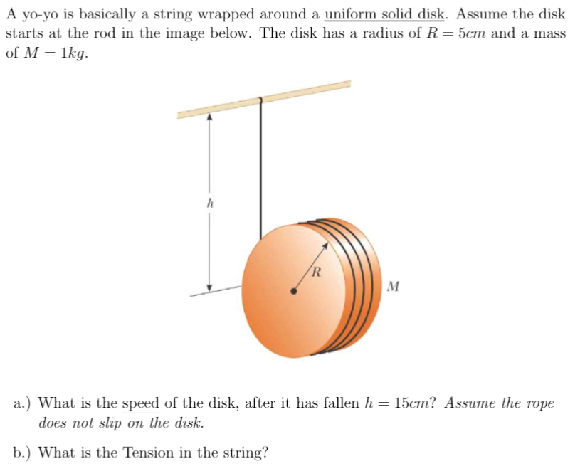 Solved A yo-yo is basically a string wrapped around a | Chegg.com