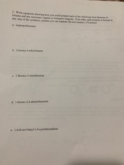 Solved Write equations showing how you could prepare each of | Chegg.com