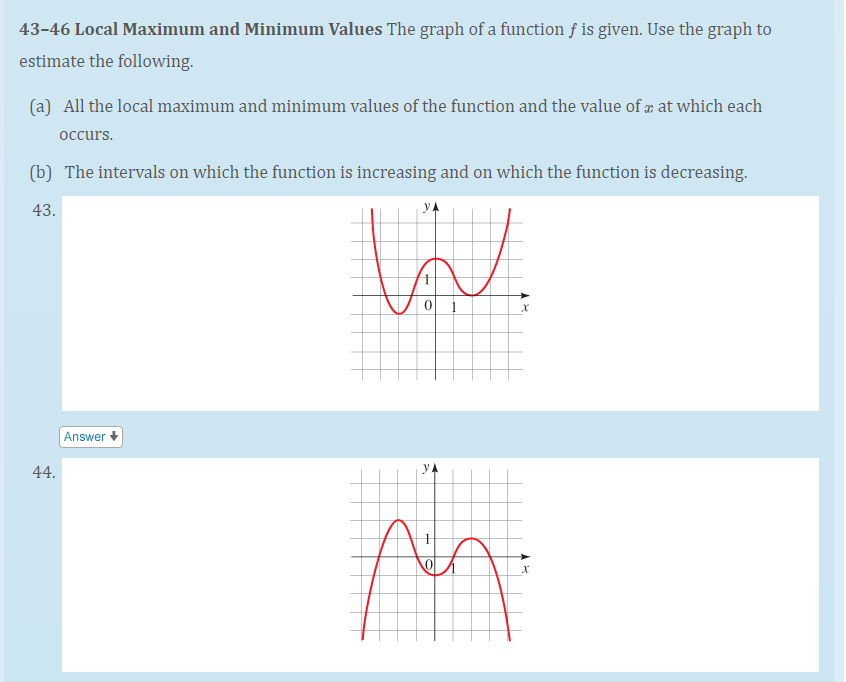 Solved 43-46 Local Maximum and Minimum Values The graph of a | Chegg.com