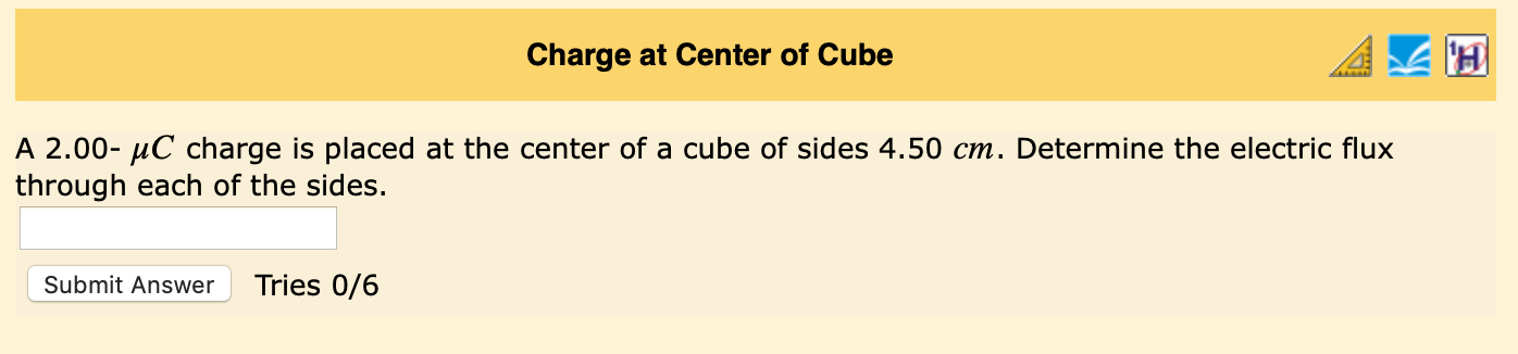 Solved Charge at Center of Cube A 2.00- uC charge is placed | Chegg.com