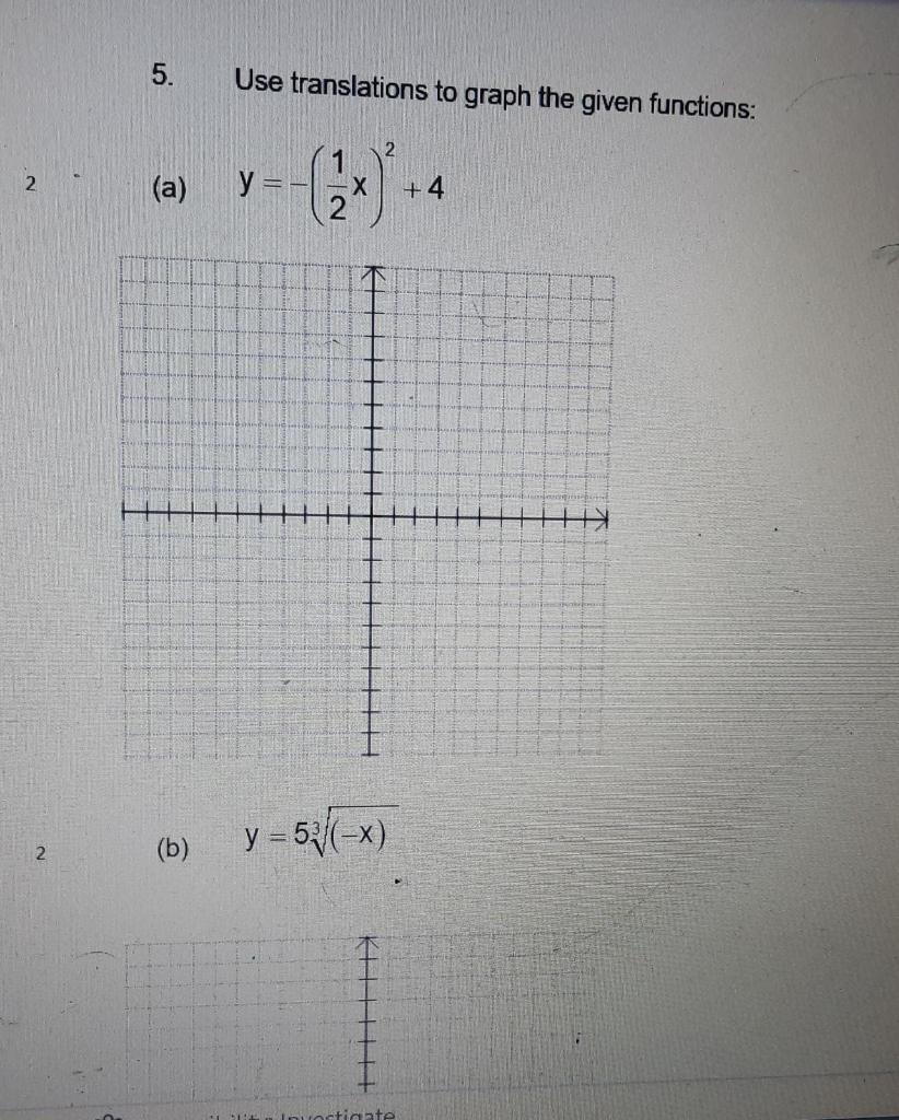 Solved 5. Use translations to graph the given functions: 2 | Chegg.com