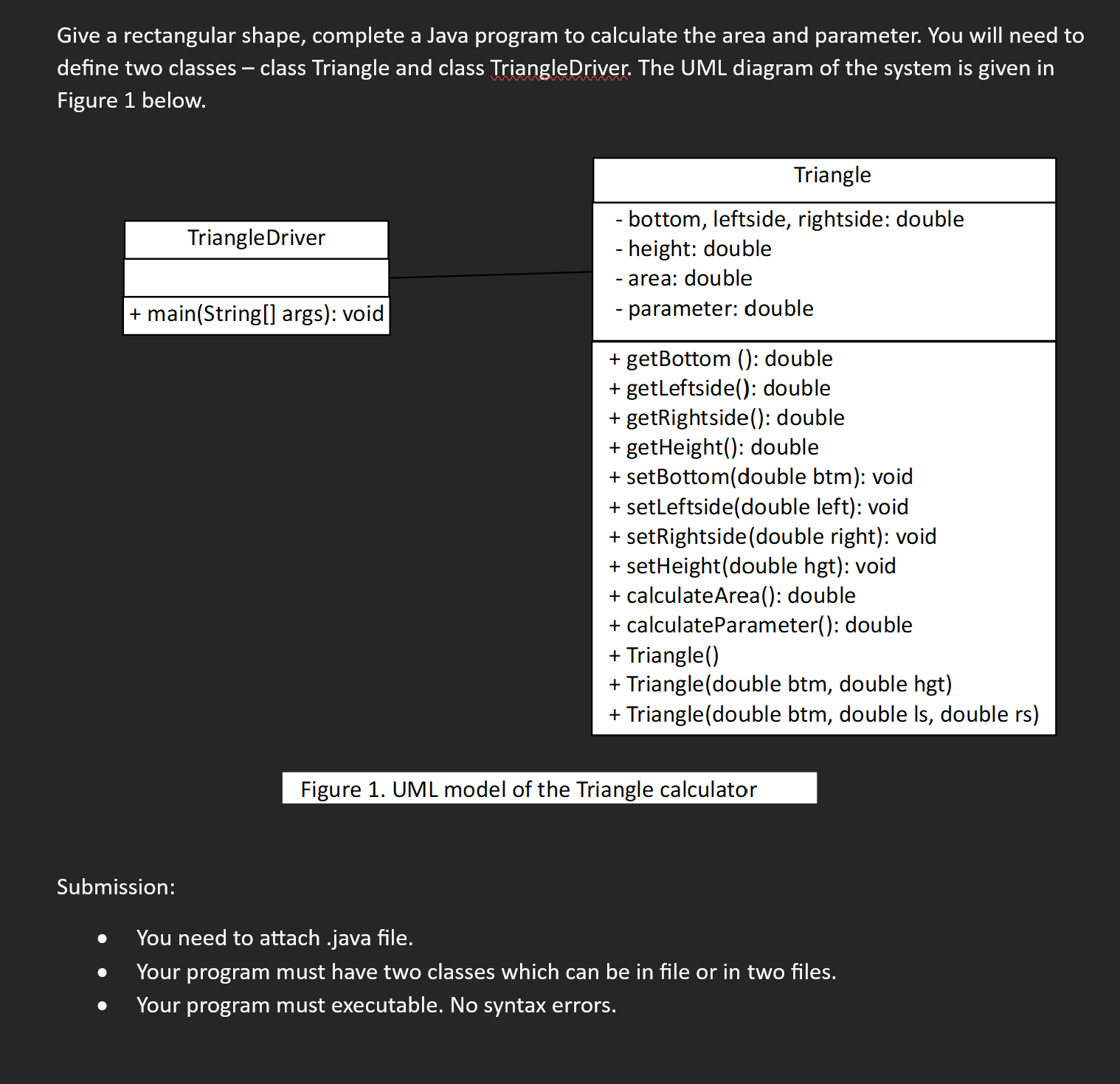 Solved Figure 1. ﻿UML model of the Triangle | Chegg.com
