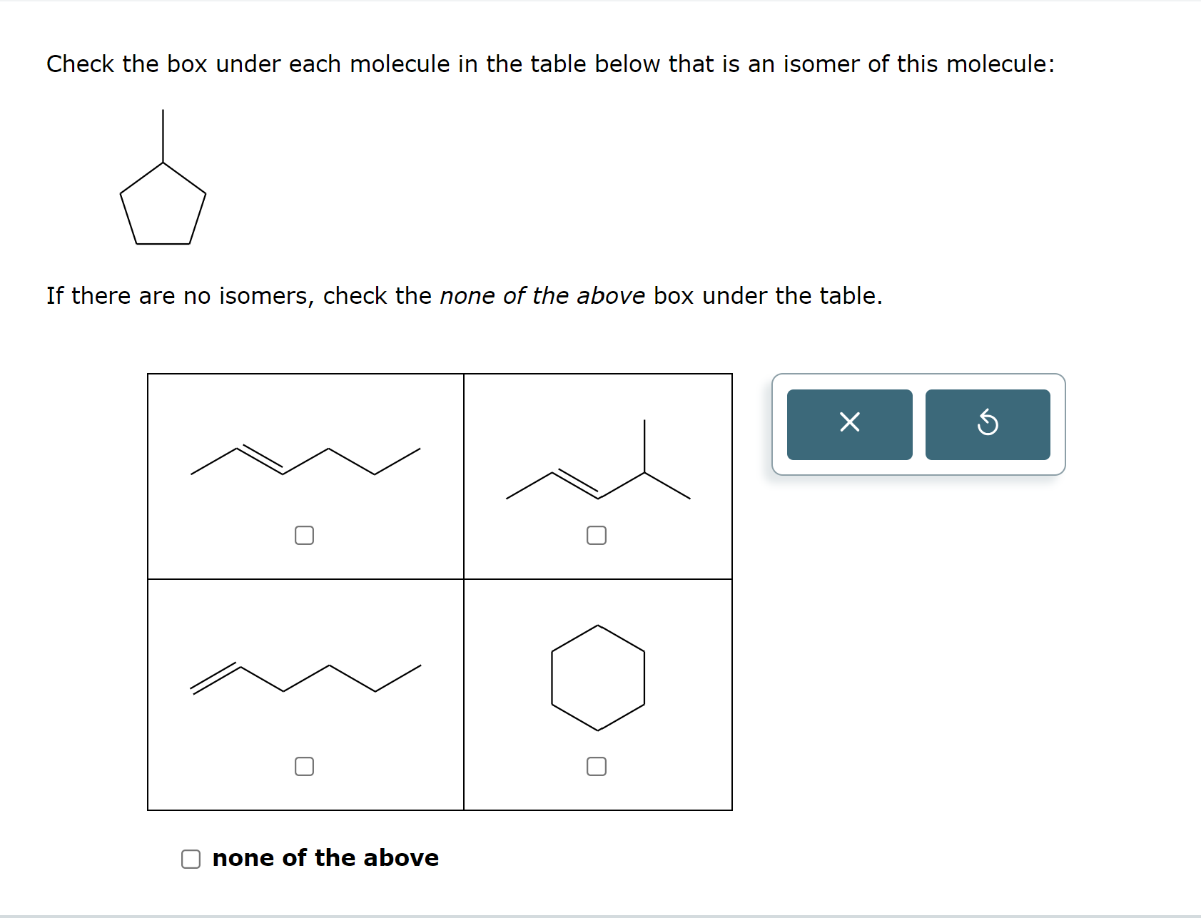Solved Check the box under each molecule in the table below | Chegg.com