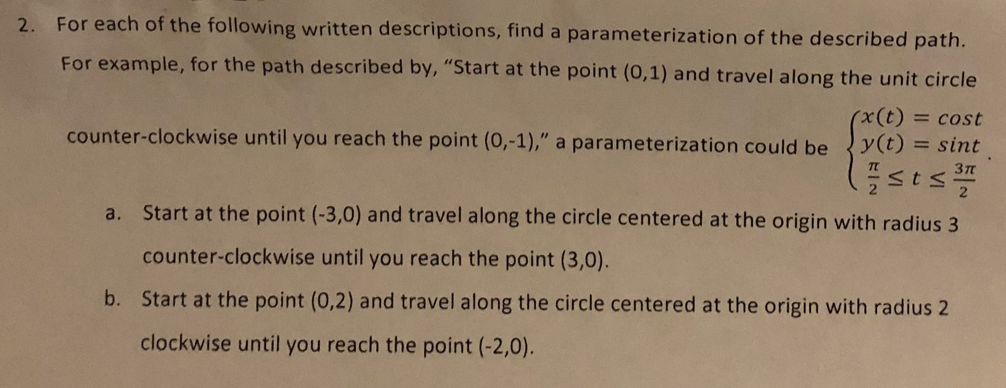 Solved 2. For each of the following written descriptions, | Chegg.com