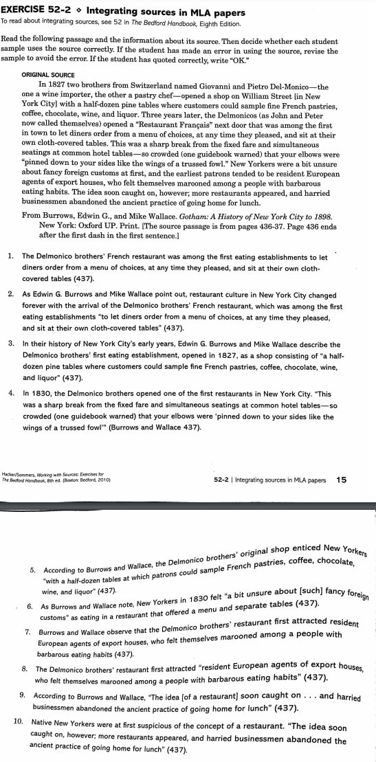 Solved EXENCISE SL-2 Integrating sources in MLA papers To | Chegg.com