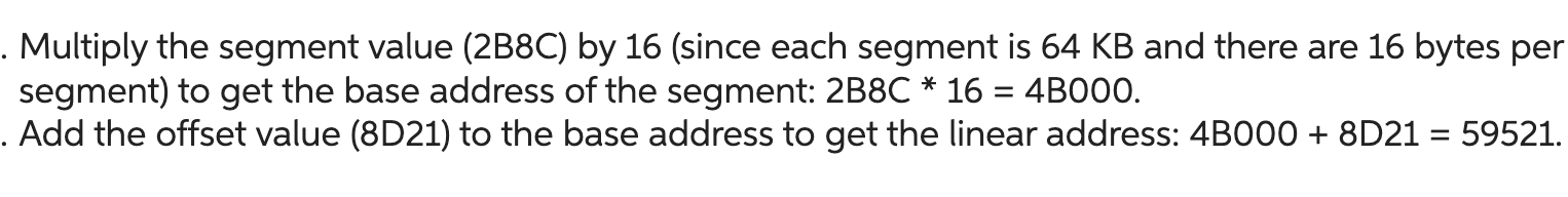 Solved Multiply the segment value (2B8C) by 16 (since each | Chegg.com