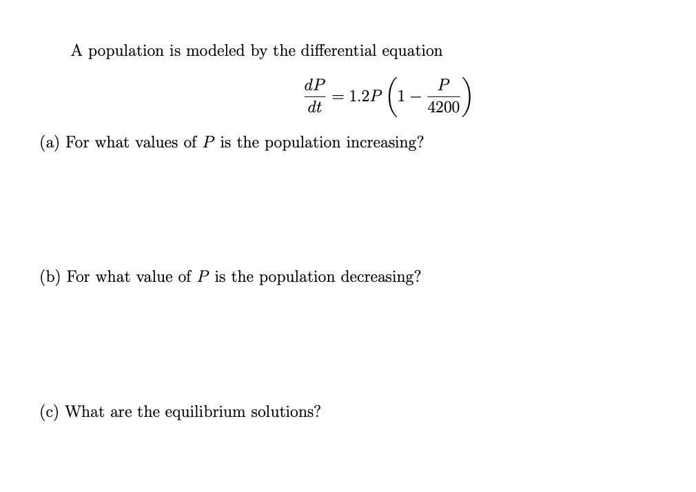 Solved A population is modeled by the differential equation | Chegg.com