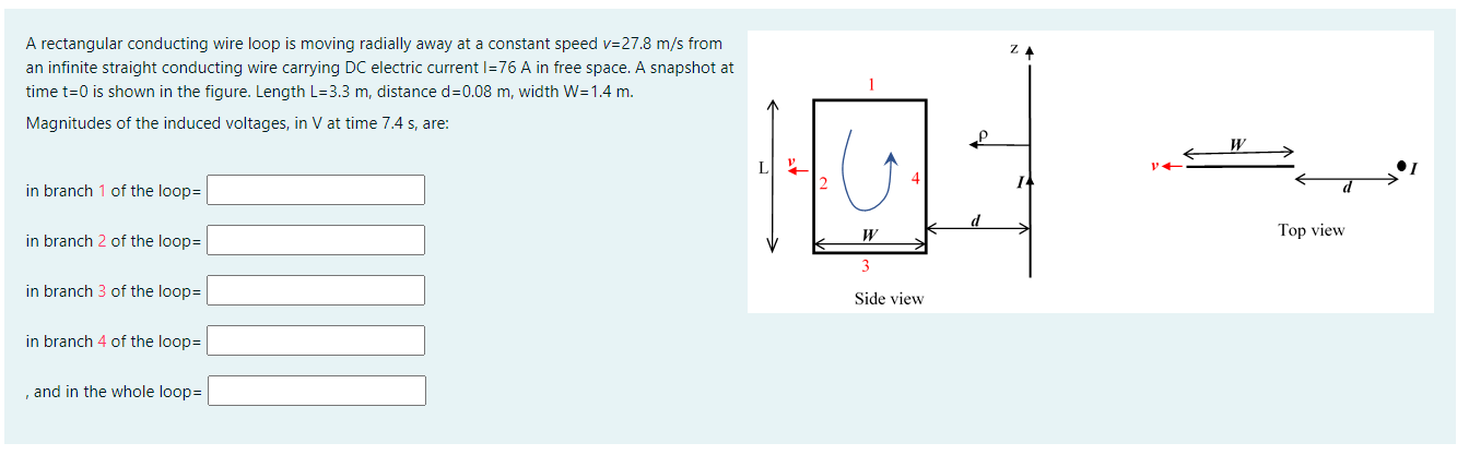 Solved A rectangular conducting wire loop is moving radially | Chegg.com