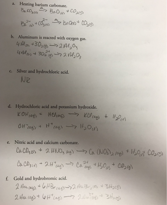 Solved Are these correct? Predict the products, write | Chegg.com