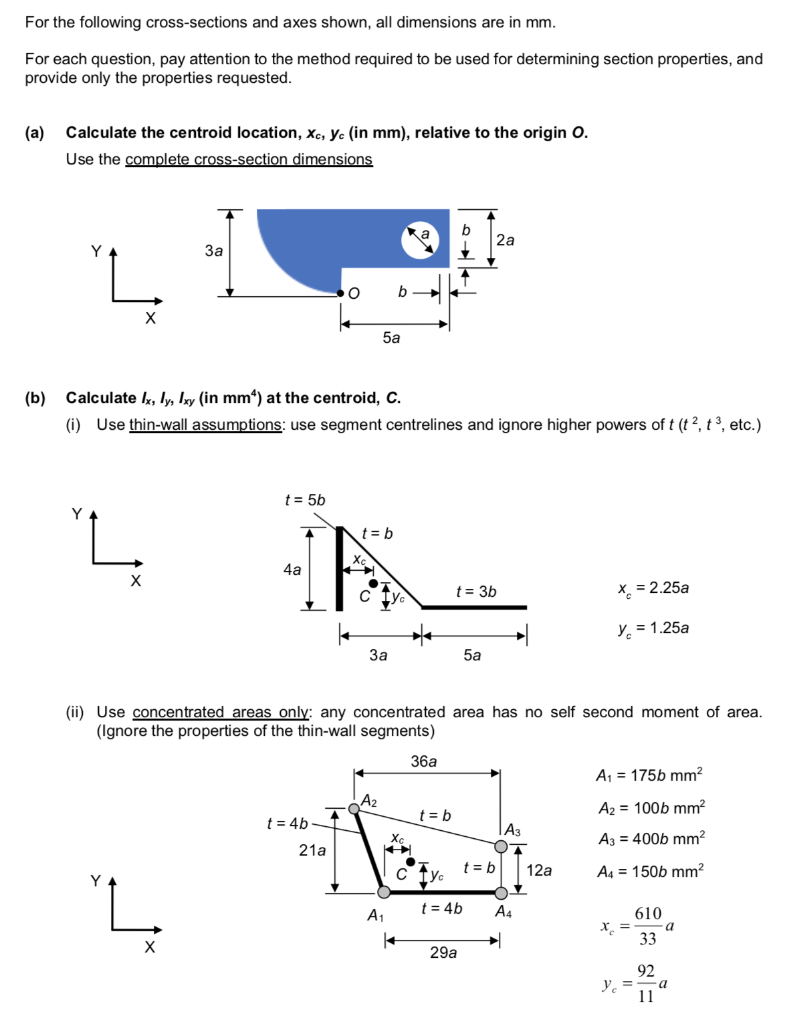 Solved For the following cross-sections and axes shown, all | Chegg.com