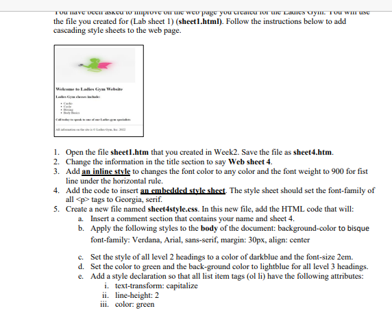 Solved the file you created for (Lab sheet 1) (sheetl.html). | Chegg.com
