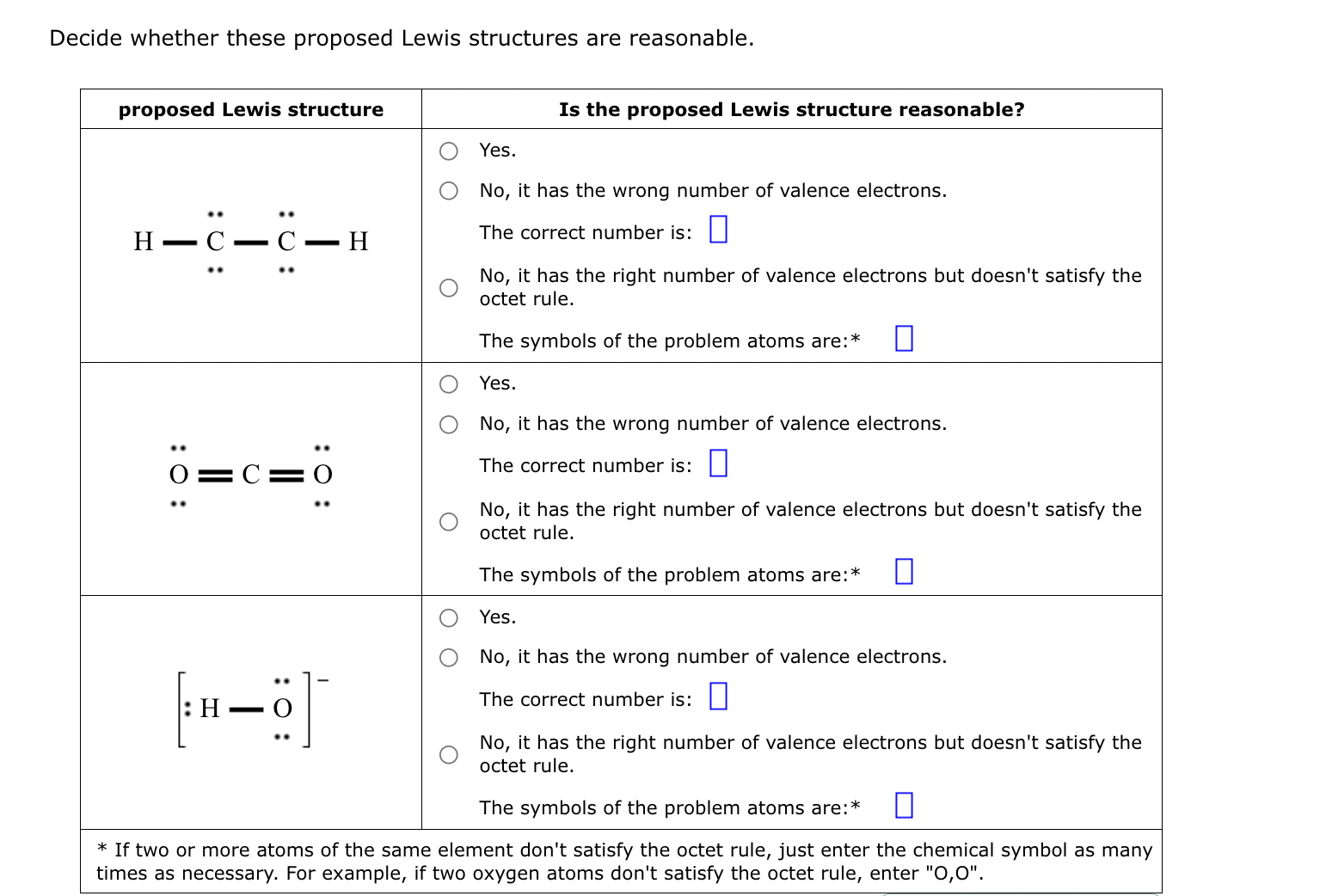 Solved Decide whether these proposed Lewis structures are | Chegg.com