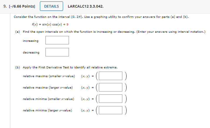 Solved Consider the function on the interval (0,2π). Use a | Chegg.com
