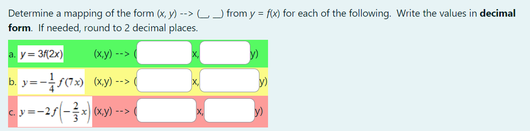 Solved Determine a mapping of the form (x,y)−>(_)from y=f(x) | Chegg.com