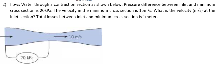 Solved 2) flows Water through a contraction section as shown | Chegg.com