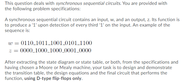 Solved This question deals with synchronous sequential | Chegg.com