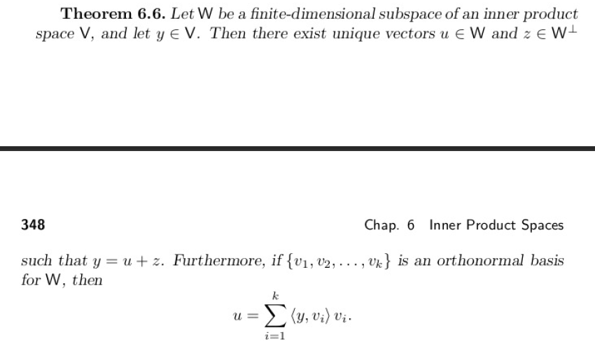 Solved Theorem 6.6. Let W be a finite-dimensional subspace | Chegg.com