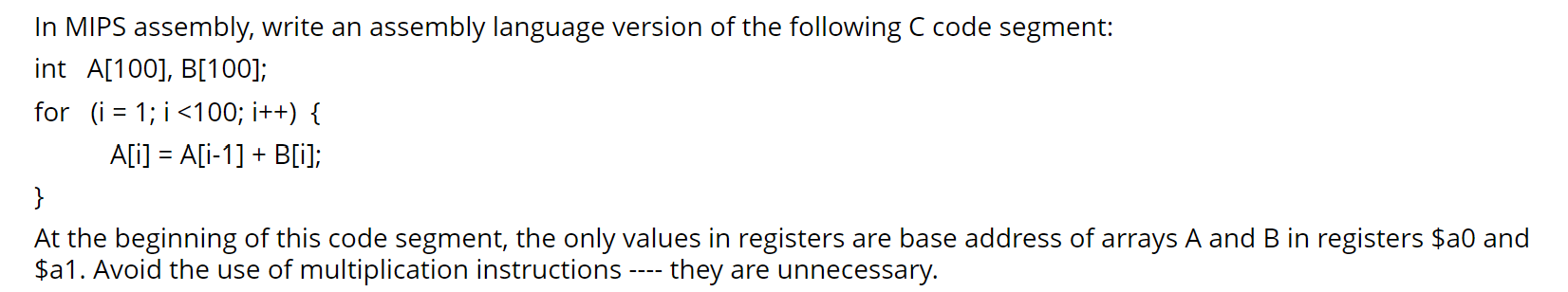 Solved In MIPS assembly, write an assembly language version | Chegg.com