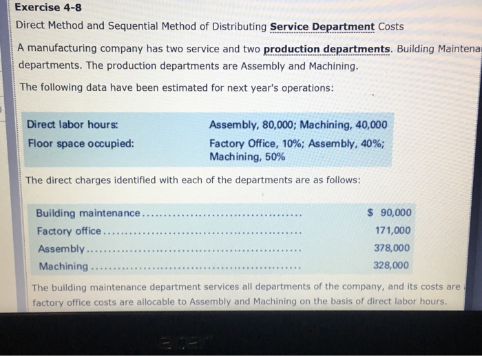 Solved Exercise 4-8 Direct Method and Sequential Method of | Chegg.com