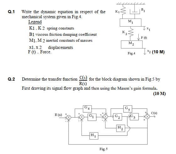 Solved 4 Q.1 KI B. M M Write the dynamic equation in respect | Chegg.com