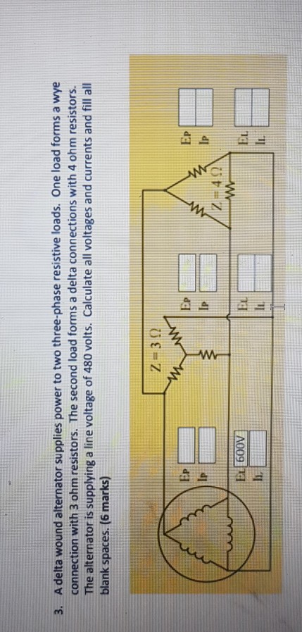 Solved A delta wound alternator supplies power to two | Chegg.com