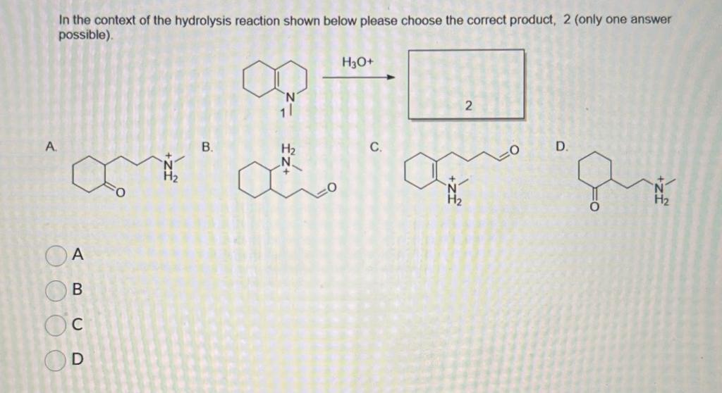 Solved In the context of the hydrolysis reaction shown below | Chegg.com