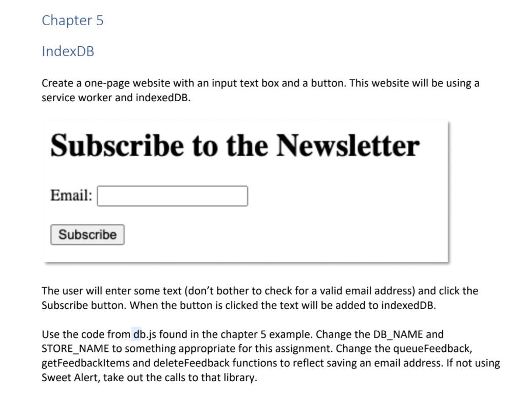 Create a one-page website with an input text box and | Chegg.com