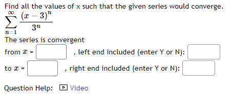 Solved Find all the values of x such that the given series | Chegg.com