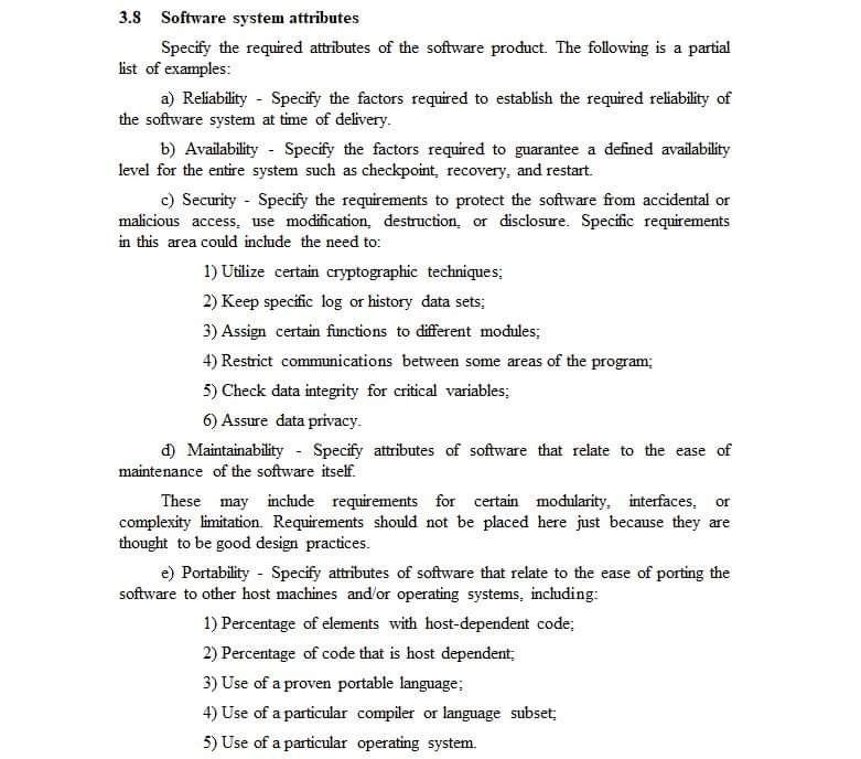 Solved 3.5 Software system attributes Specify the required | Chegg.com