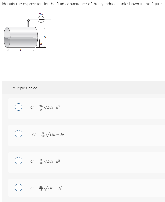 Solved Identify the expression for the fluid capacitance of | Chegg.com