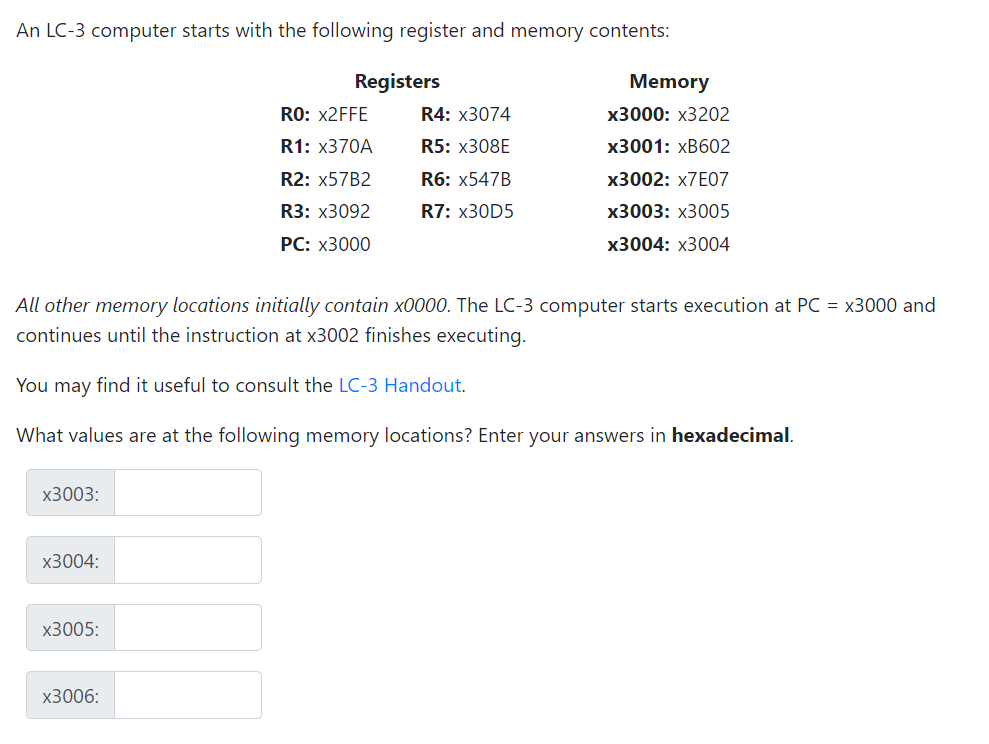 Solved An Lc 3 Computer Starts With The Following Register Chegg