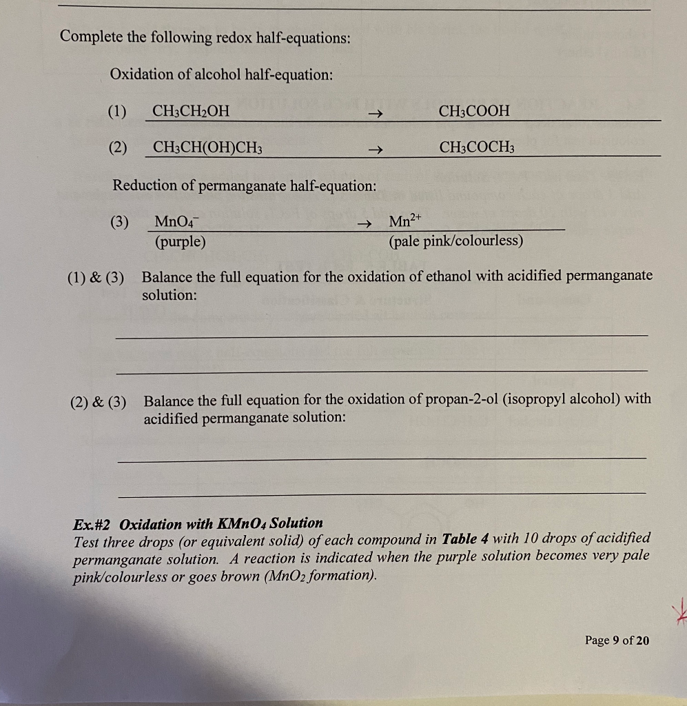 Solved Complete the following redox half-equations: | Chegg.com