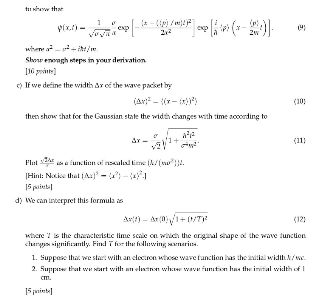 Solved 2 The Time Evolution of a Gaussian Wave Function in | Chegg.com