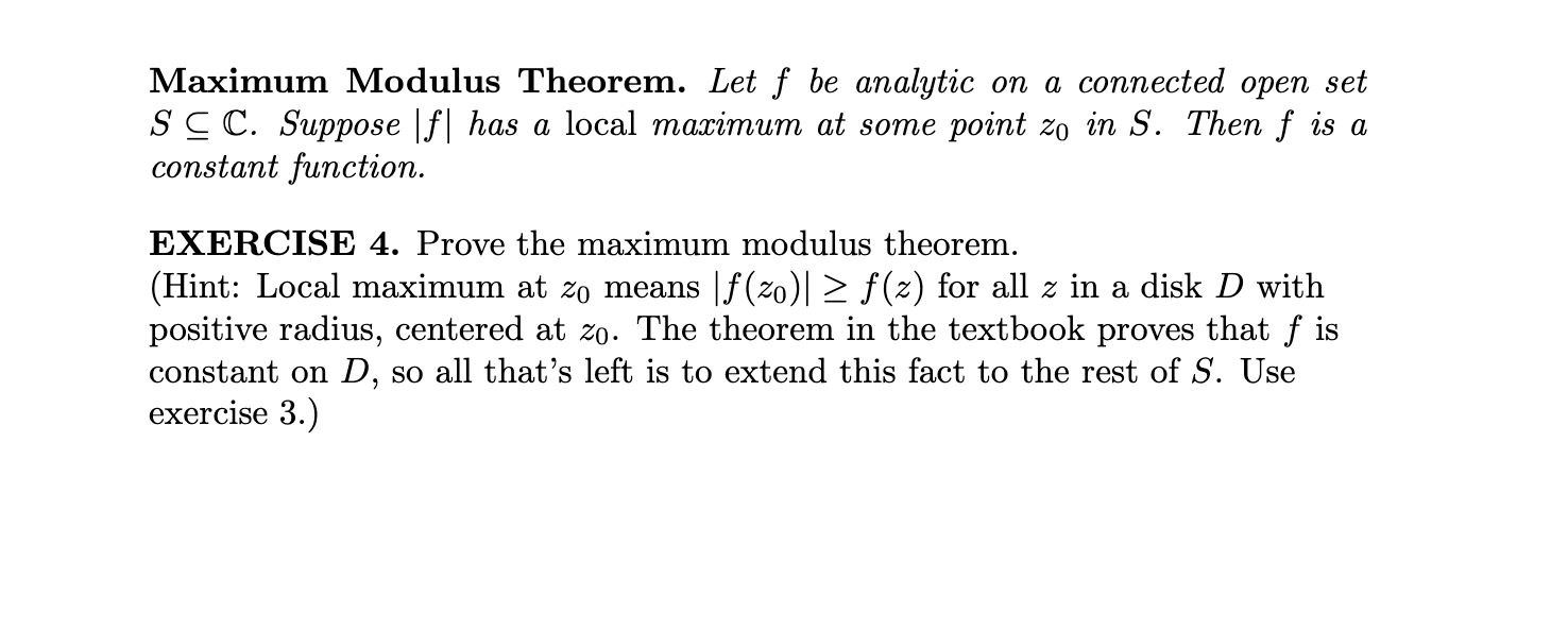 Solved Maximum Modulus Theorem Let F Be Analytic On A