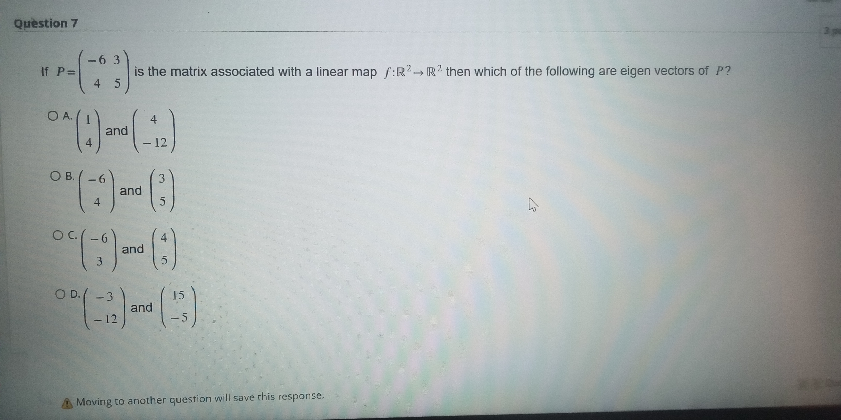 Solved If P=(−6435) is the matrix associated with a linear | Chegg.com