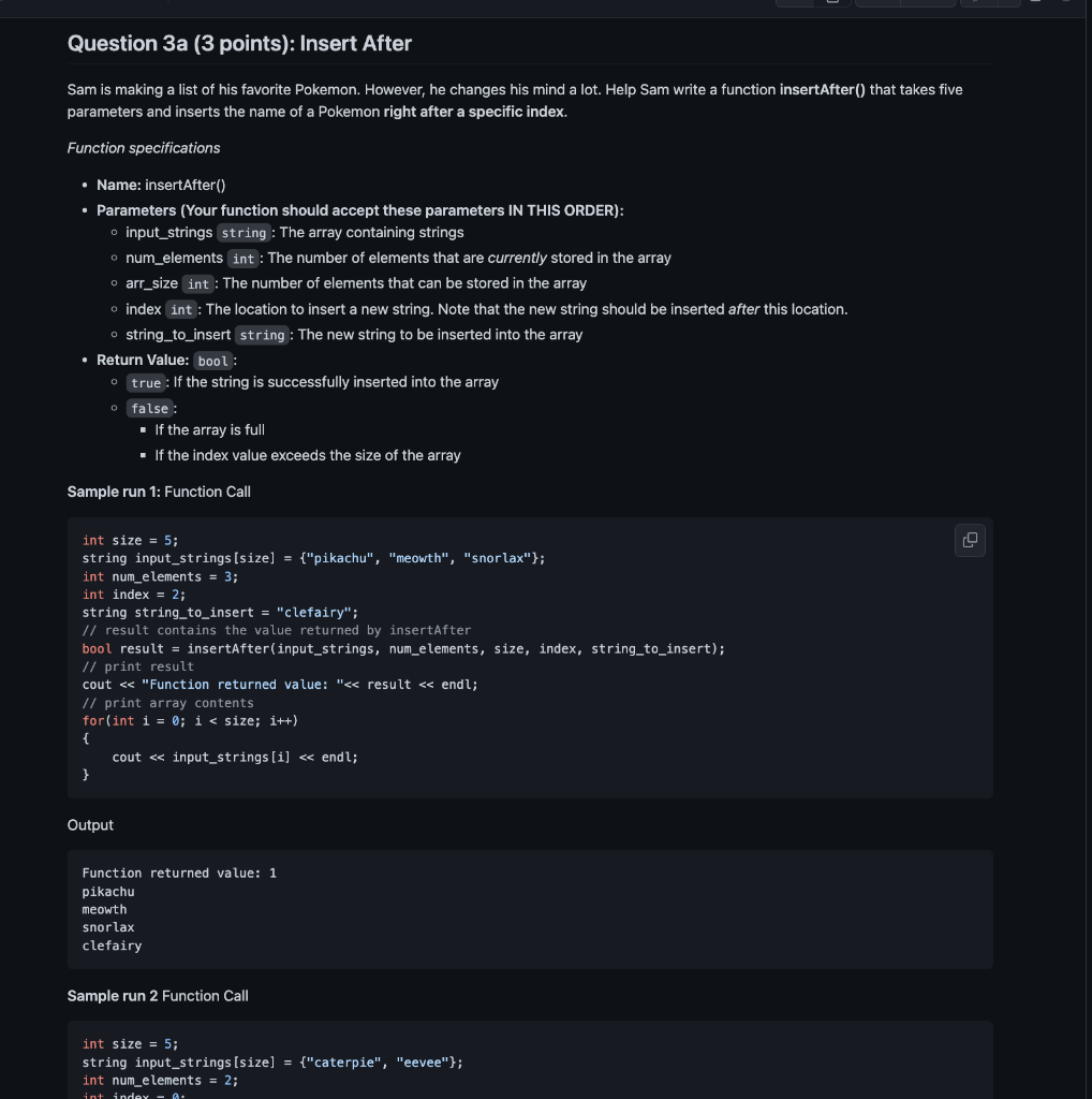 Solved Question 3a (3 points): Insert After Sam is making a | Chegg.com
