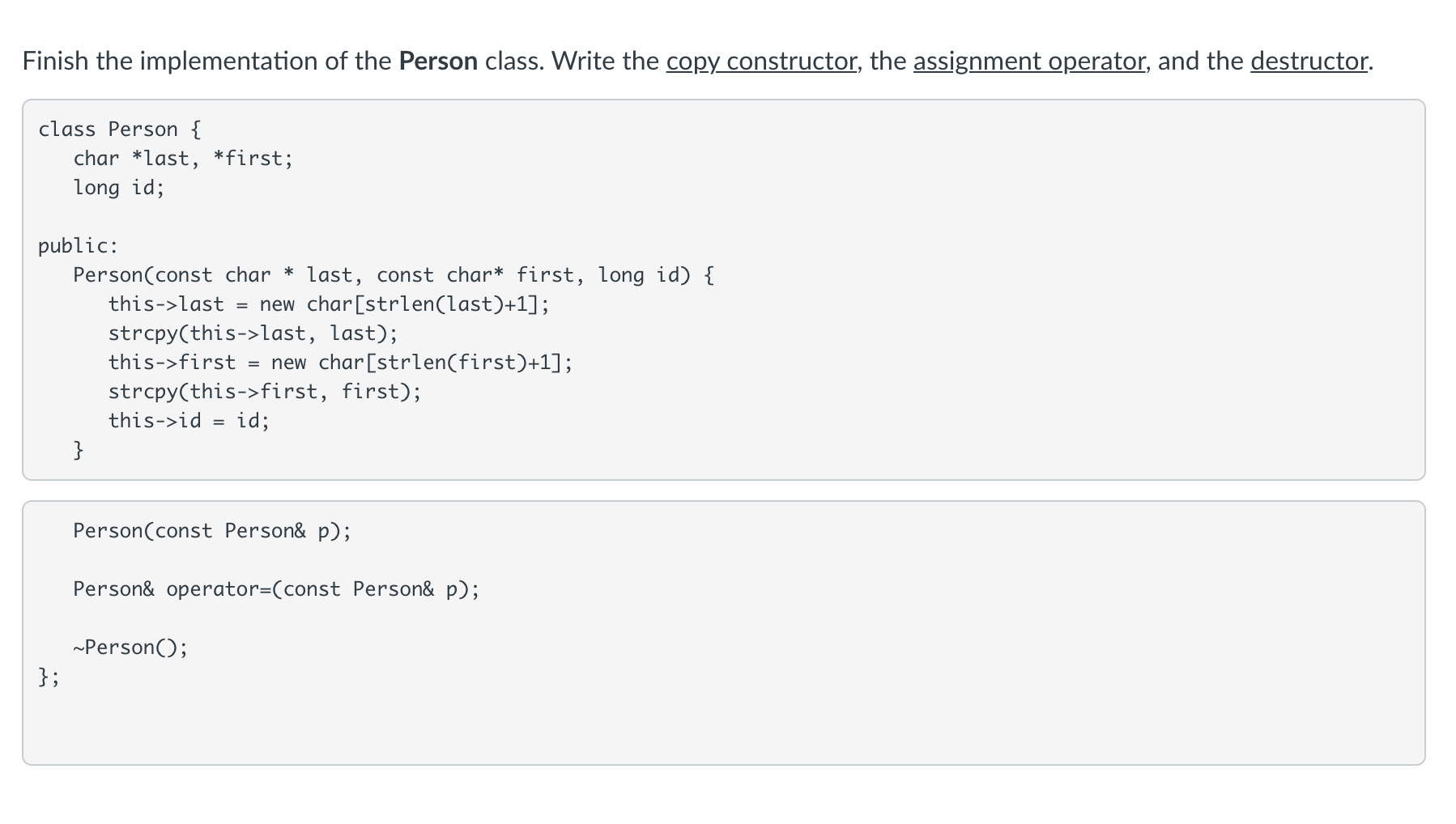 Solved Finish the implementation of the Person class. Write | Chegg.com
