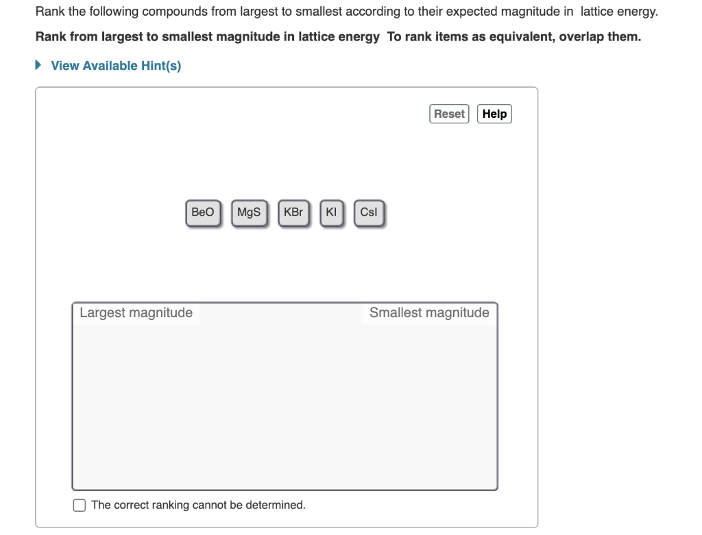 Solved Rank the following compounds from largest to smallest | Chegg.com