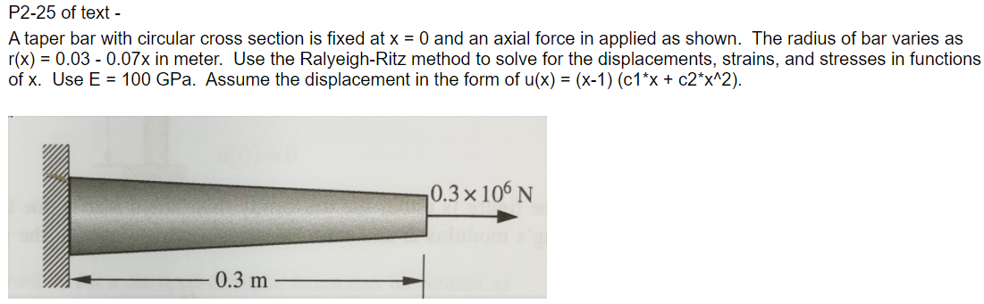 Solved P2-25 of text- A taper bar with circular cross | Chegg.com