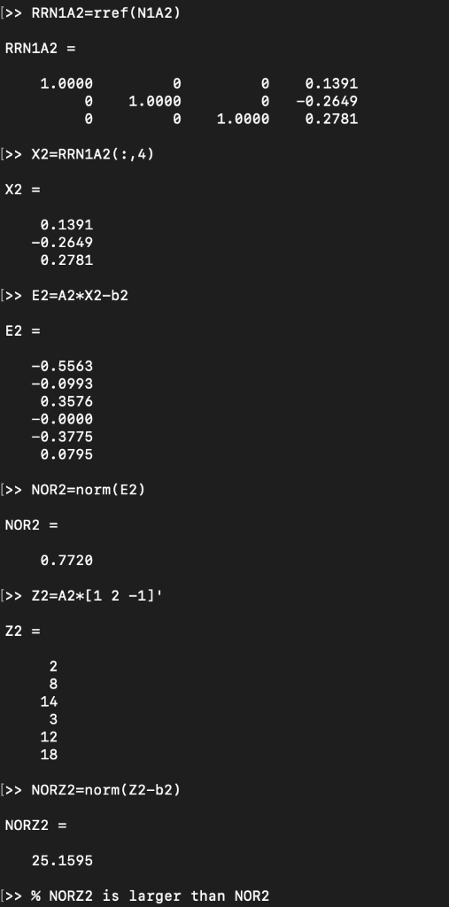 Solved Linear Algebra Matlab Problems The White 