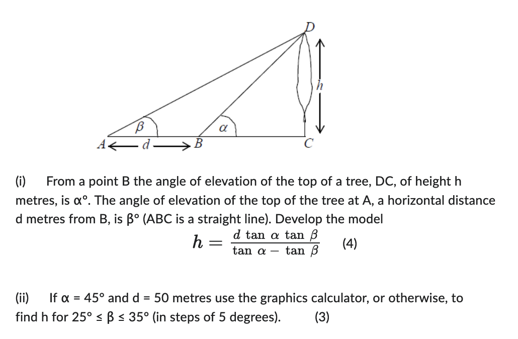 Solved (i) From a point B the angle of elevation of the top | Chegg.com