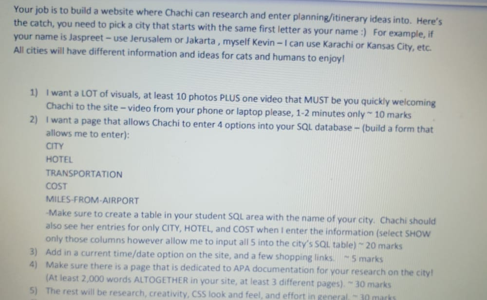 Your job is to build a website where Chachi can | Chegg.com