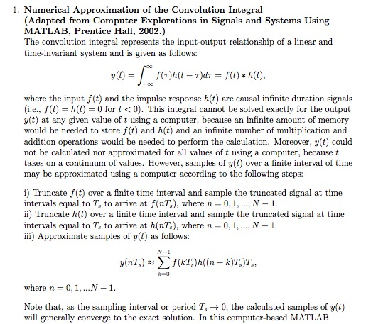 1. Numerical Approximation of the Convolution | Chegg.com