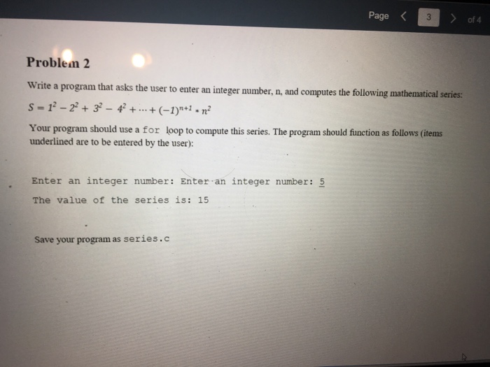 Solved Page Of 4 Problem2 Write A Program That Asks The User